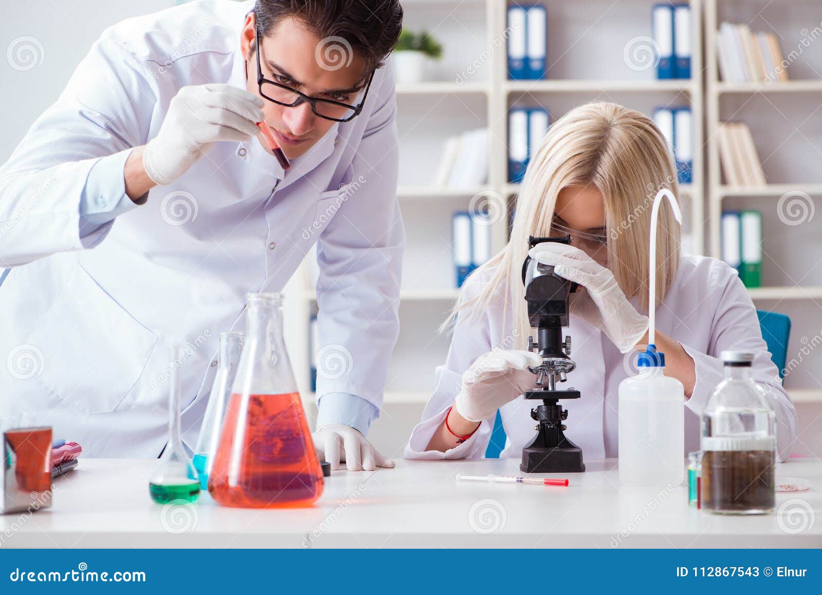 The Two Chemists Having Discussion in Lab Stock Image - Image of ...