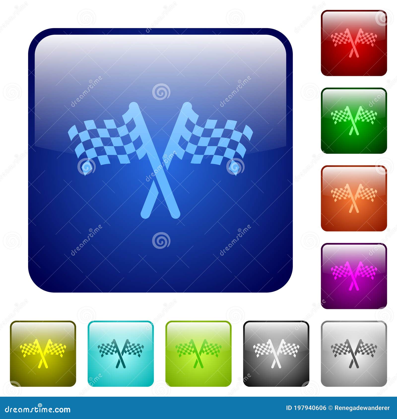 Two Chequered Flags Color Square Buttons Stock Vector - Illustration of ...