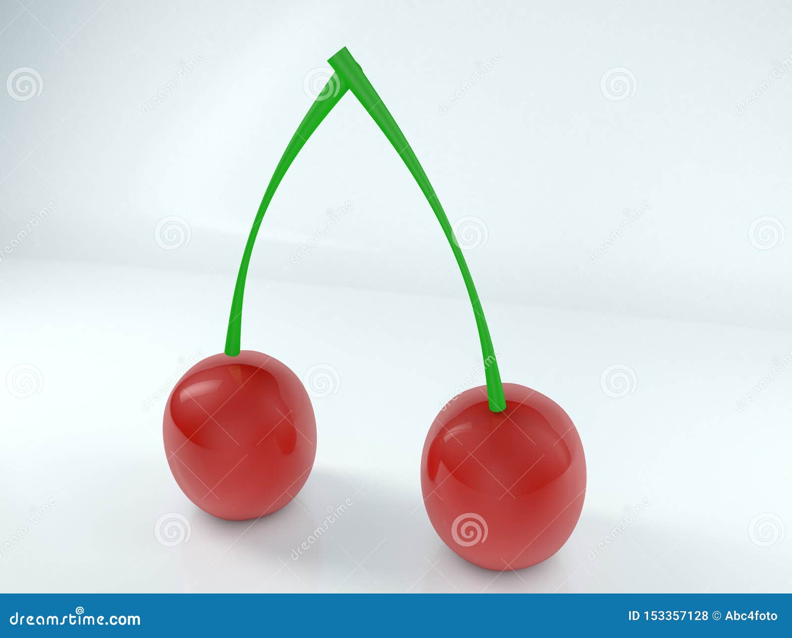 Two Cherries Concept with a Stalk Stock Illustration - Illustration of ...