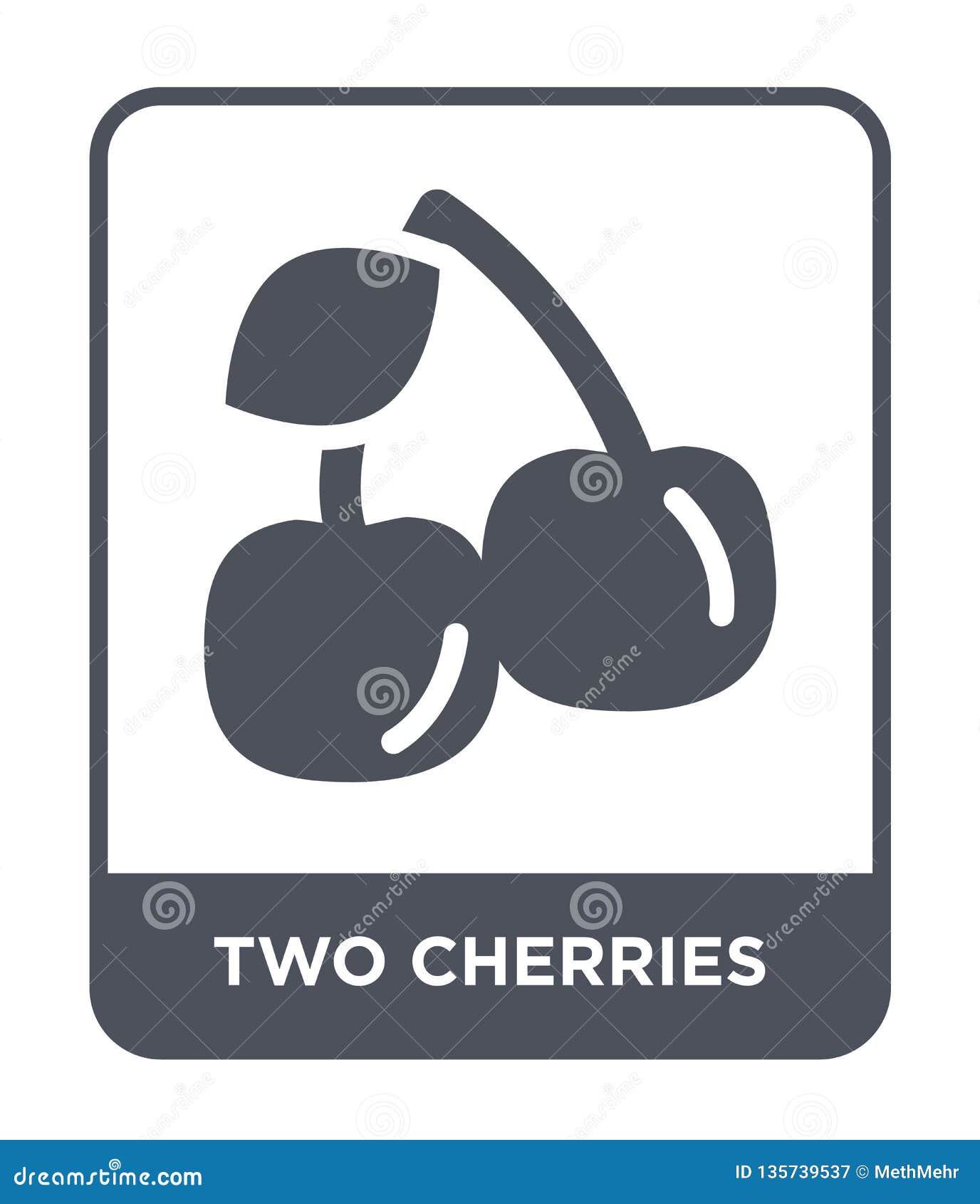 Two Cherries Icon in Trendy Design Style. Two Cherries Icon Isolated on ...