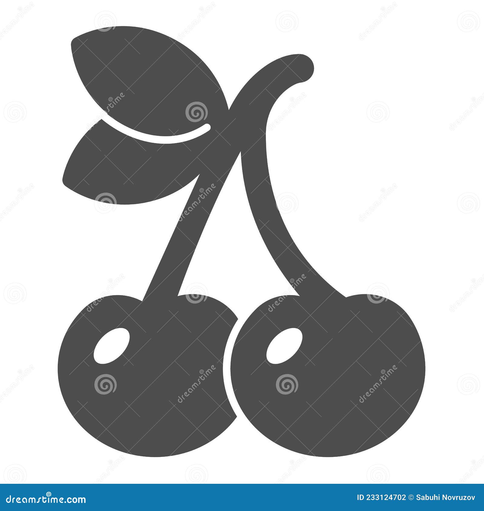 Two Cherries with Leaves, Slot Machine Solid Icon, Gambling Concept ...