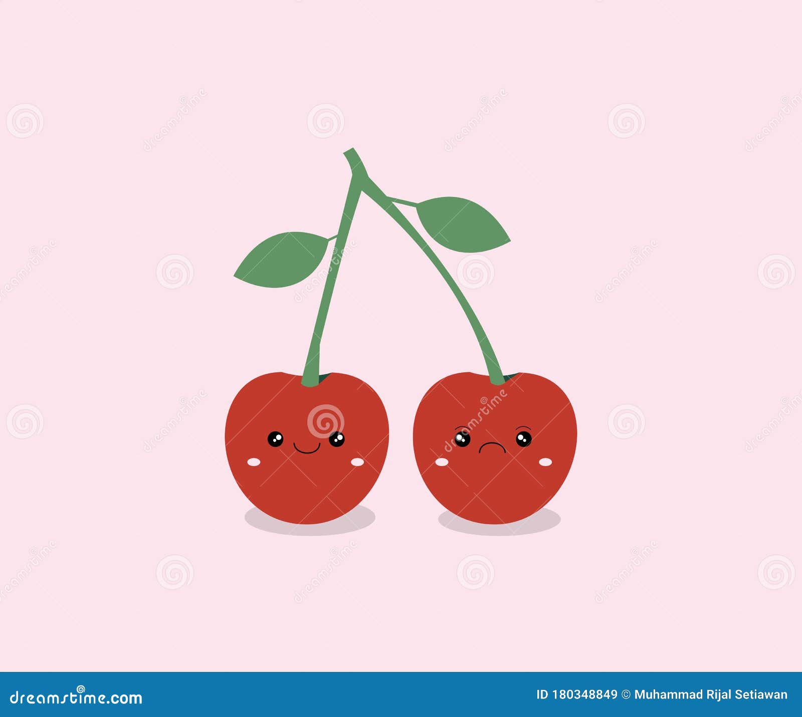 Two Cherry Cartoon Design, One Smiling, the Other Pouting Stock Vector ...