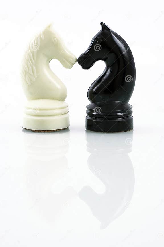 Two Chess Horse with Reflection Stock Photo - Image of play, pawn: 9814482