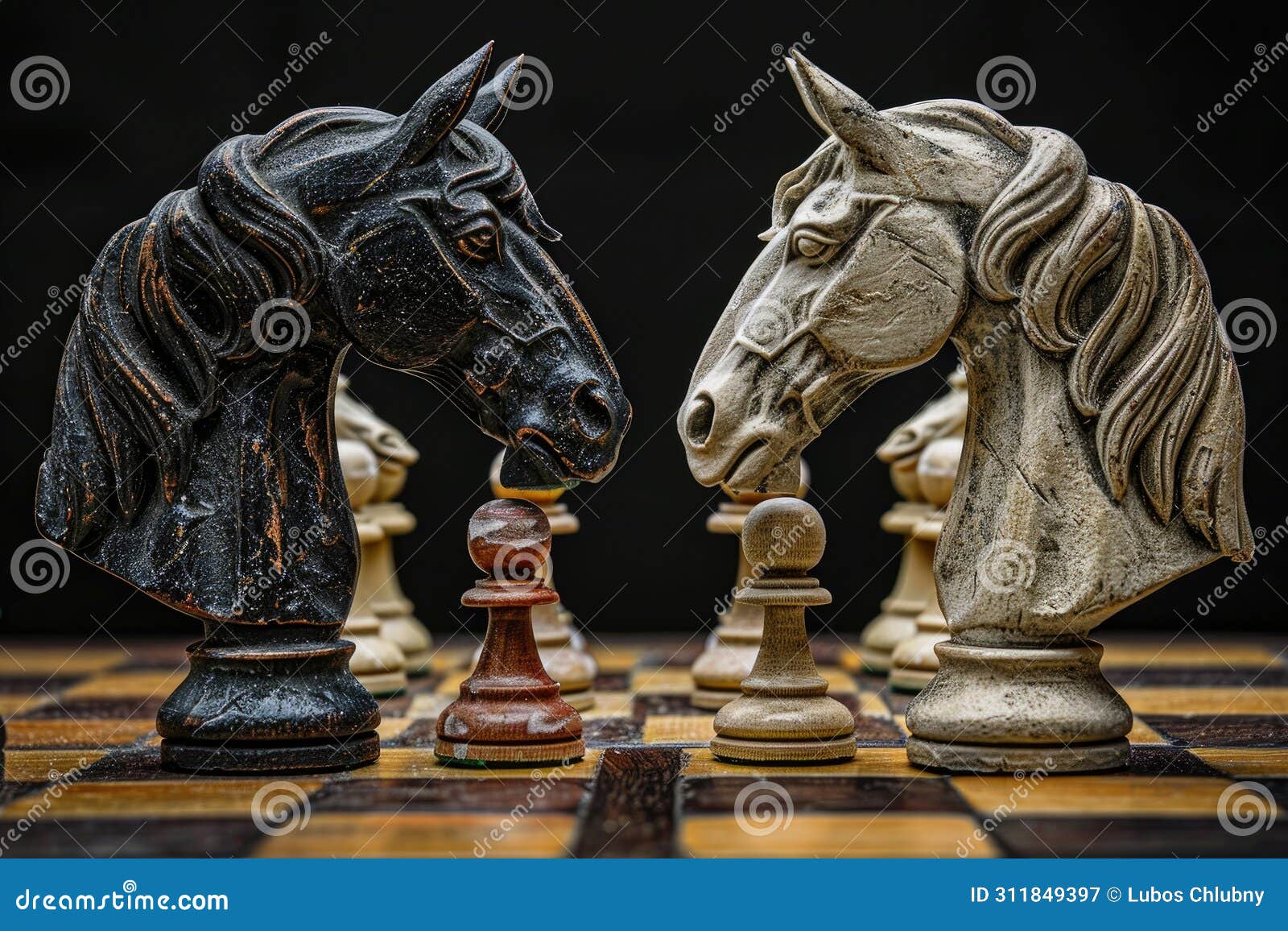 Chess Knights Face Off In A Final Struggle, Intense Battle For ...