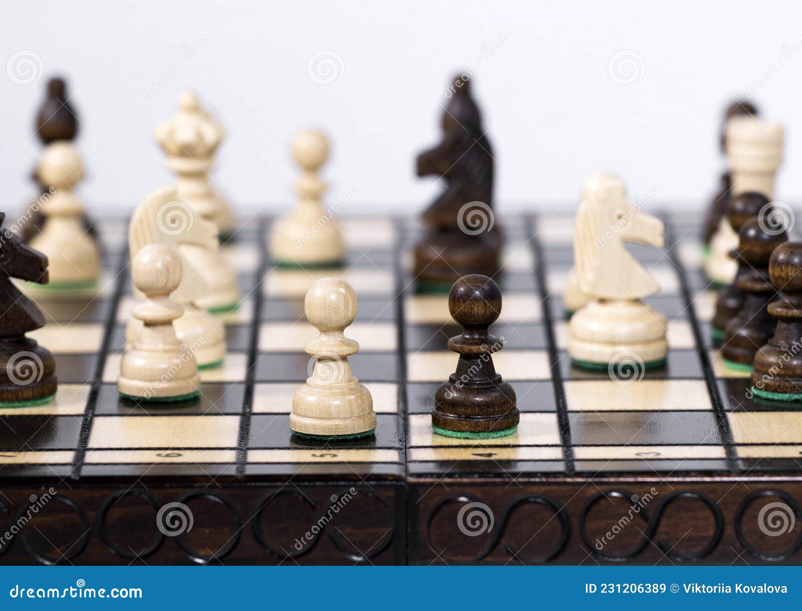 Two Chess Pawn Standing Next To Each Other, Making Decision and Take a ...