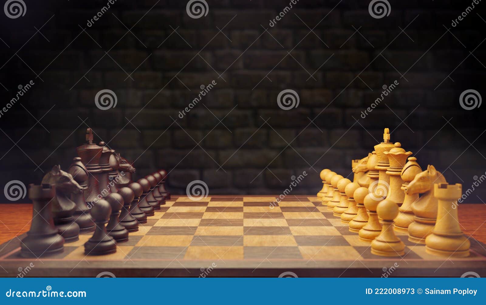Two Chess Pieces are Facing Each Other in Haze on a Chessboard Against ...