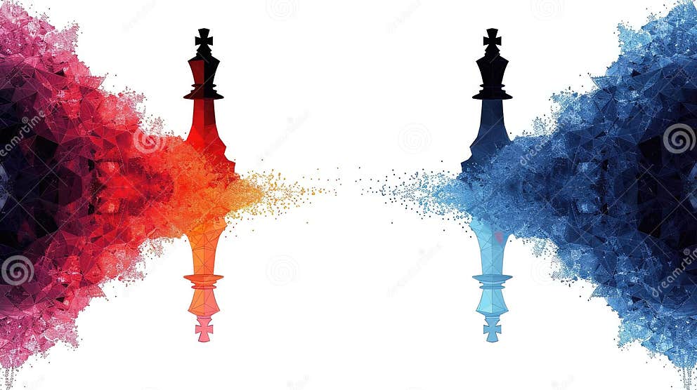 Two Chess Pieces are Reflected in a Splash of Color Stock Photo - Image ...
