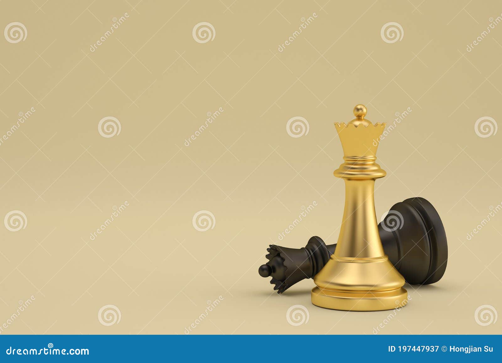 Two Chess Queens on Yellow Background, 3D Render. 3D Illustration Stock ...