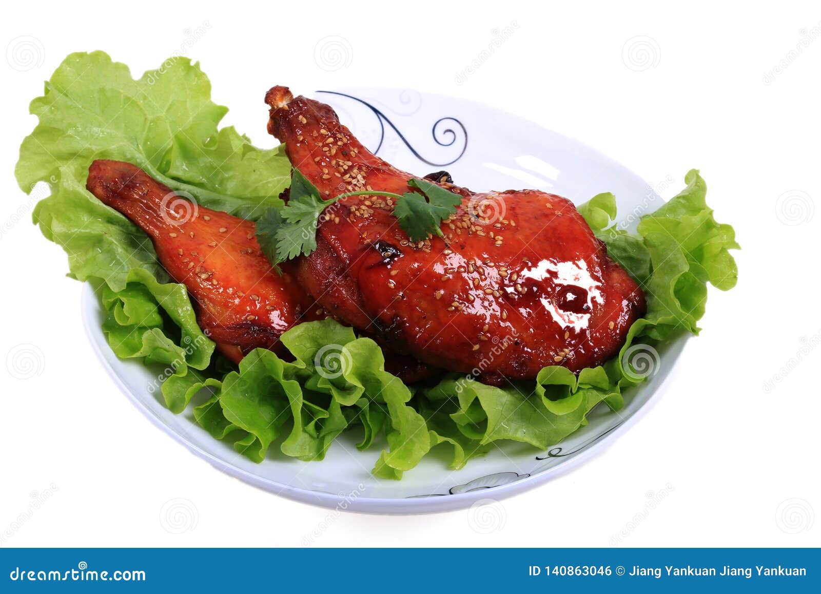 Two chicken legs. stock photo. Image of green, lettuce - 140863046