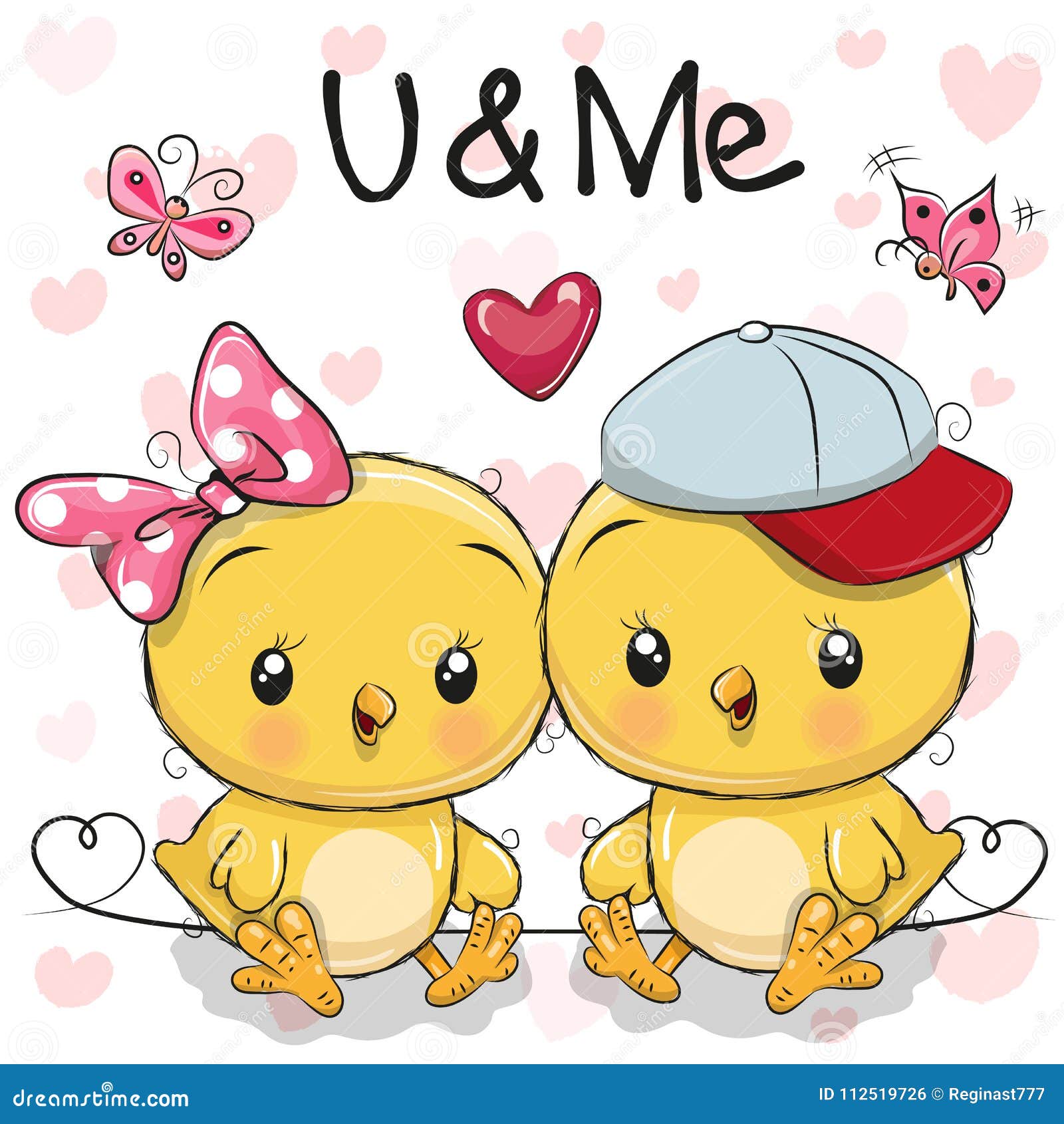 Two Chickens on a Hearts Background Stock Vector - Illustration of ...