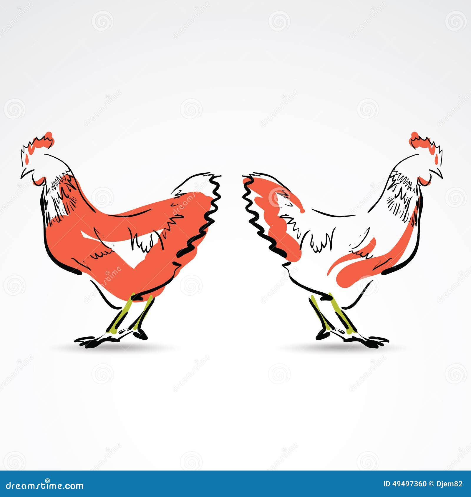 Two chickens stock vector. Illustration of food, holiday - 49497360