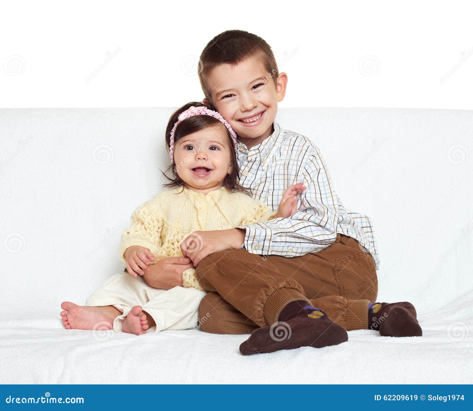 Two Child Brother and Sister Portrait Stock Image - Image of brother ...