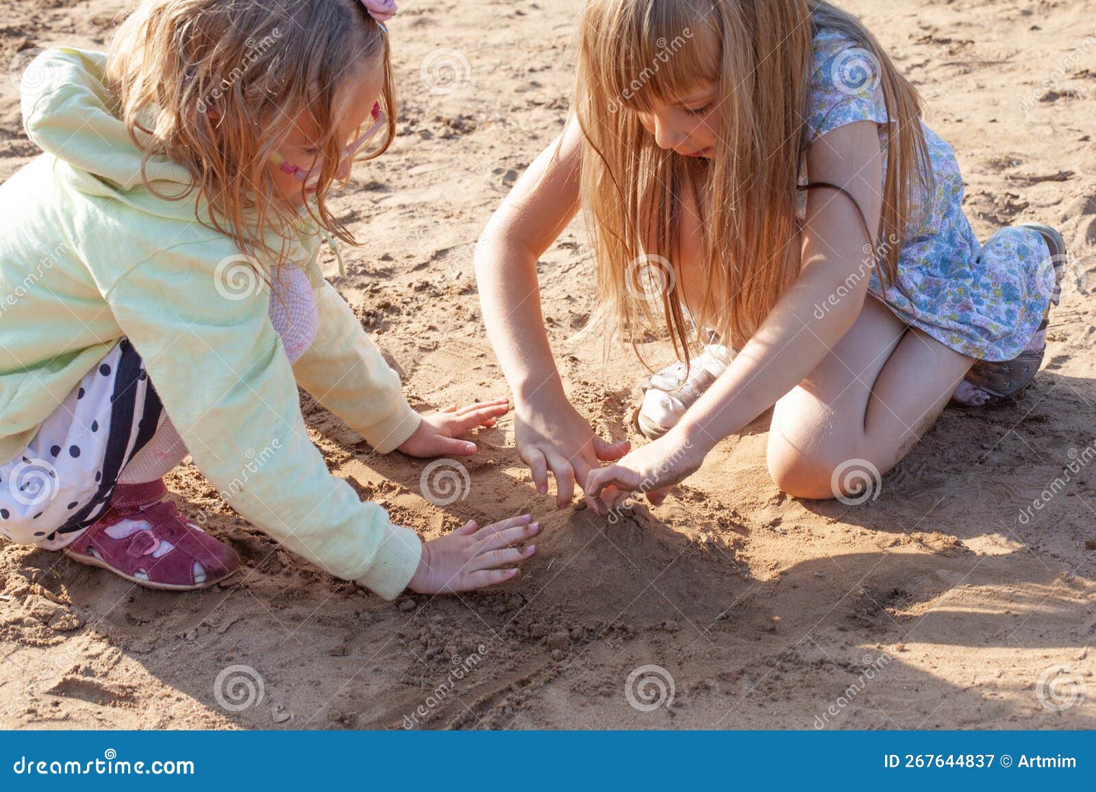 Two Child Girls are Playing with Sand Stock Image - Image of person ...