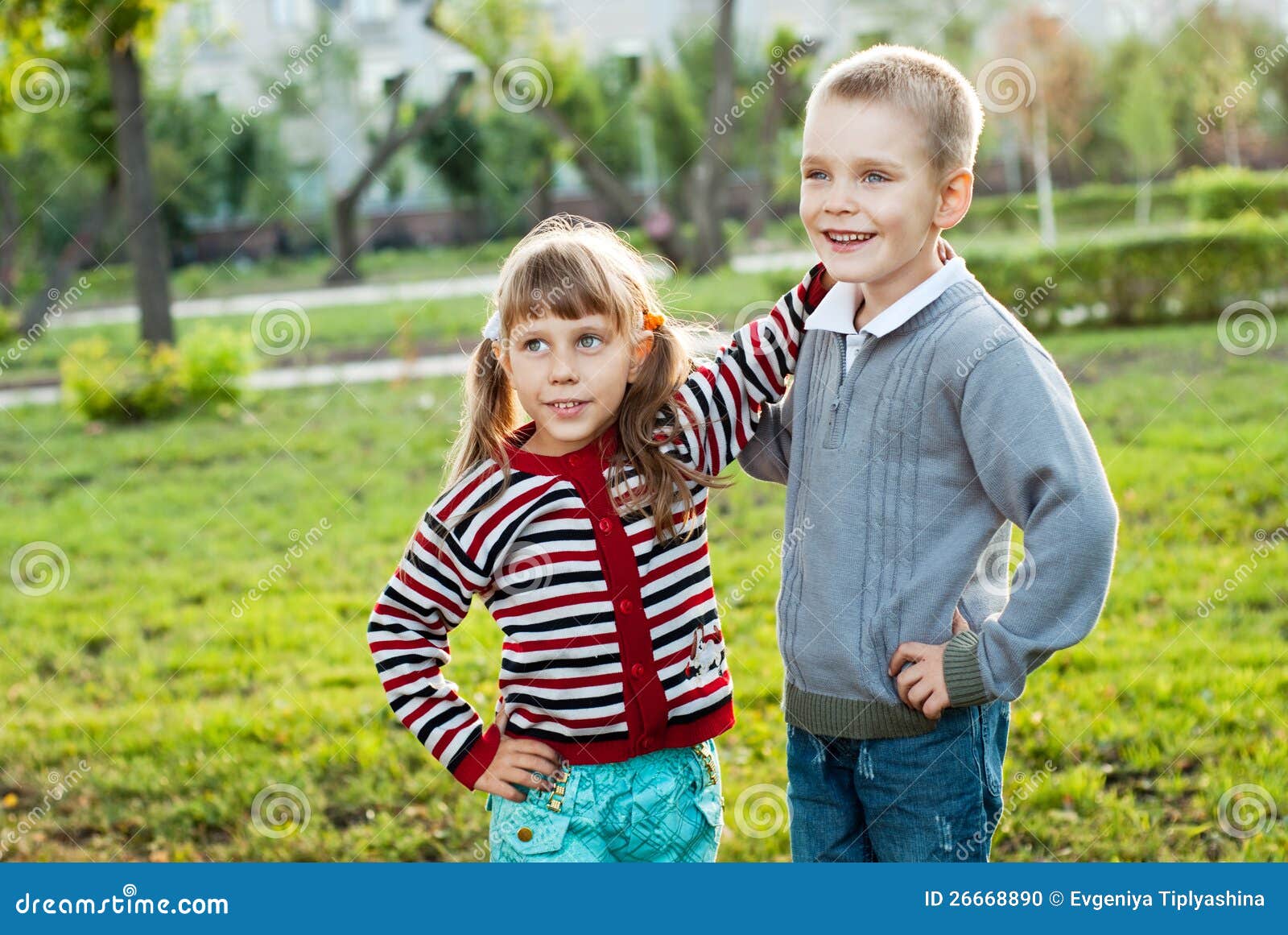 Two children stock photo. Image of embracing, grass, loving - 26668890
