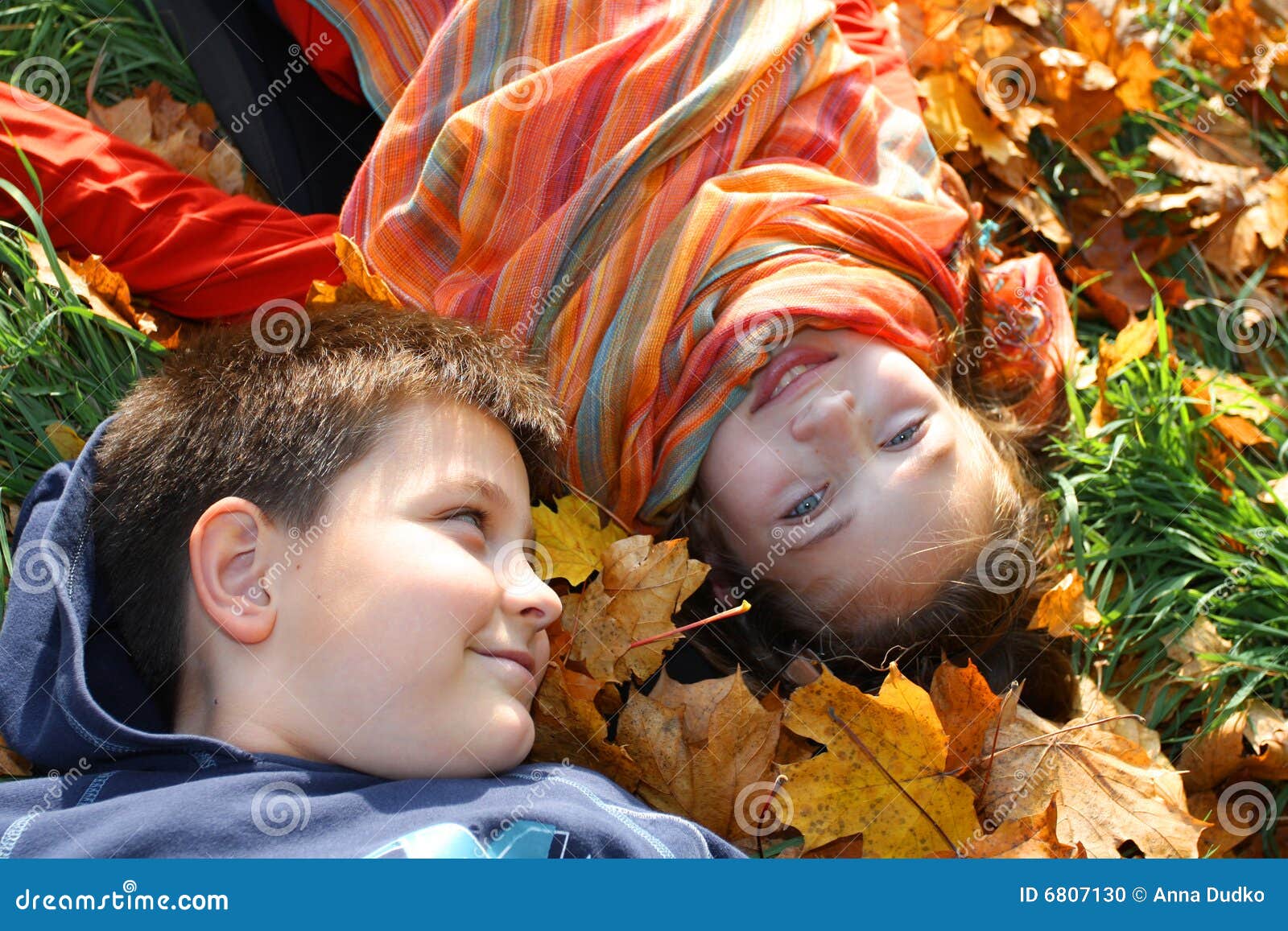 Two children stock photo. Image of fall, enjoying, happy - 6807130