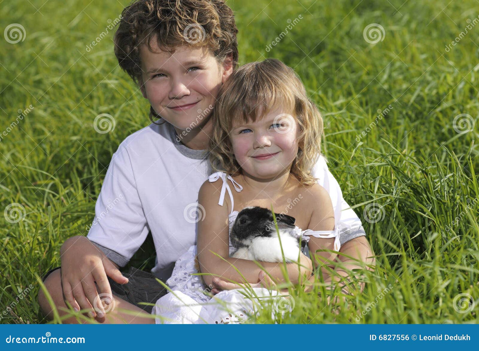 Two children stock photo. Image of photocamera, rabbit - 6827556