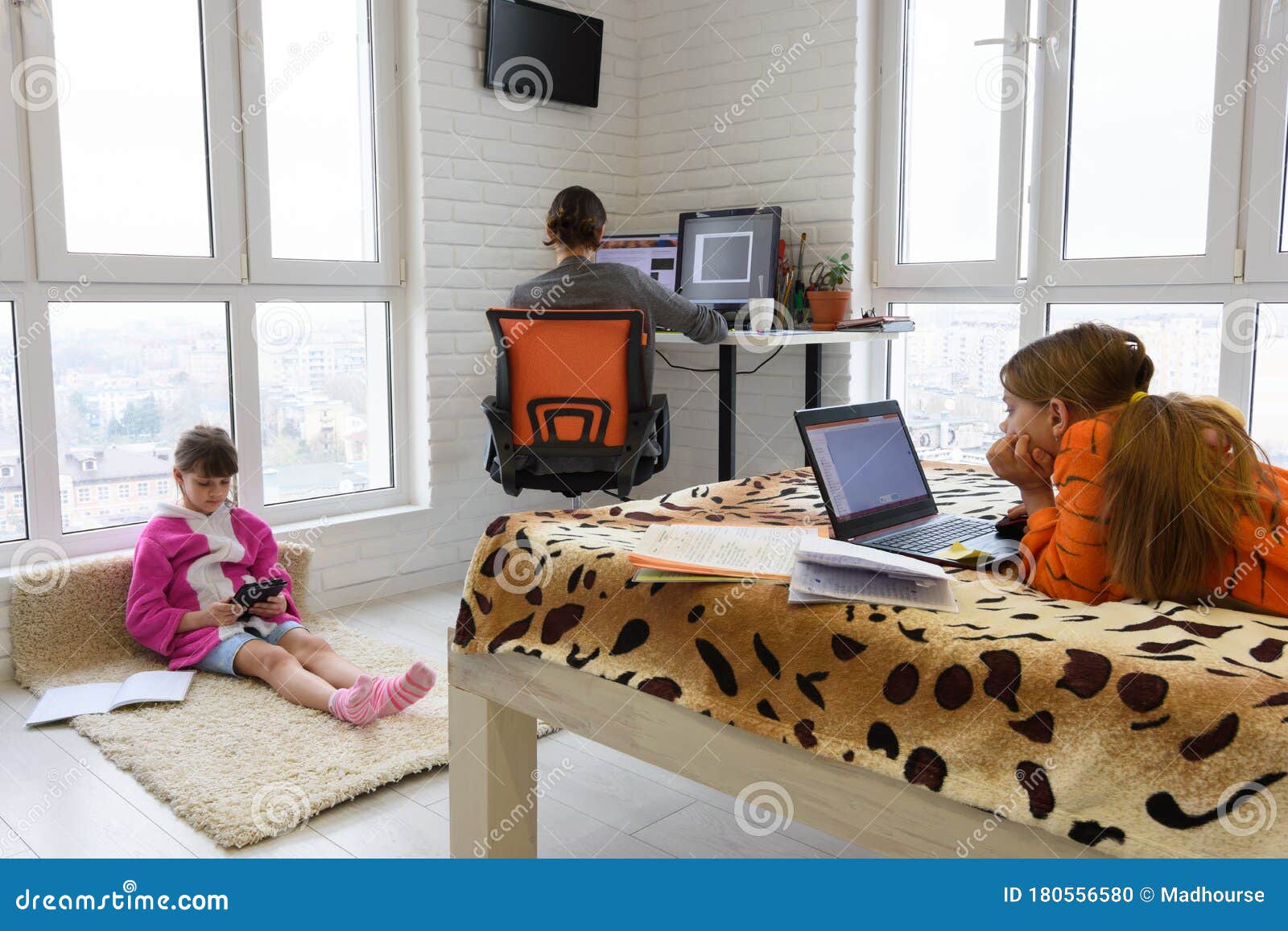 Family Working Different Devices Stock Photos - Free & Royalty-Free ...