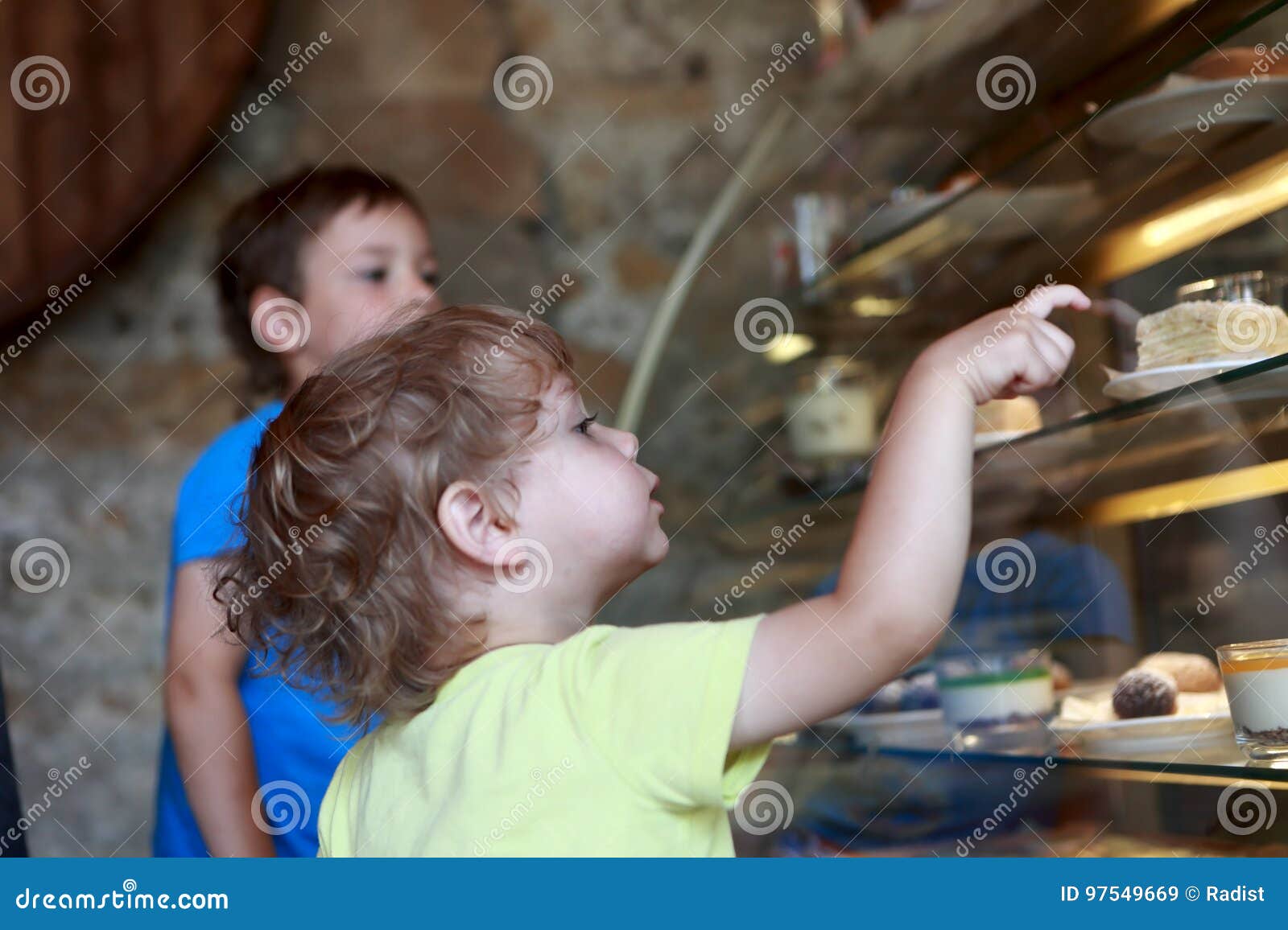 Two Children in Culinary Shop Stock Image - Image of dessert, lifestyle ...