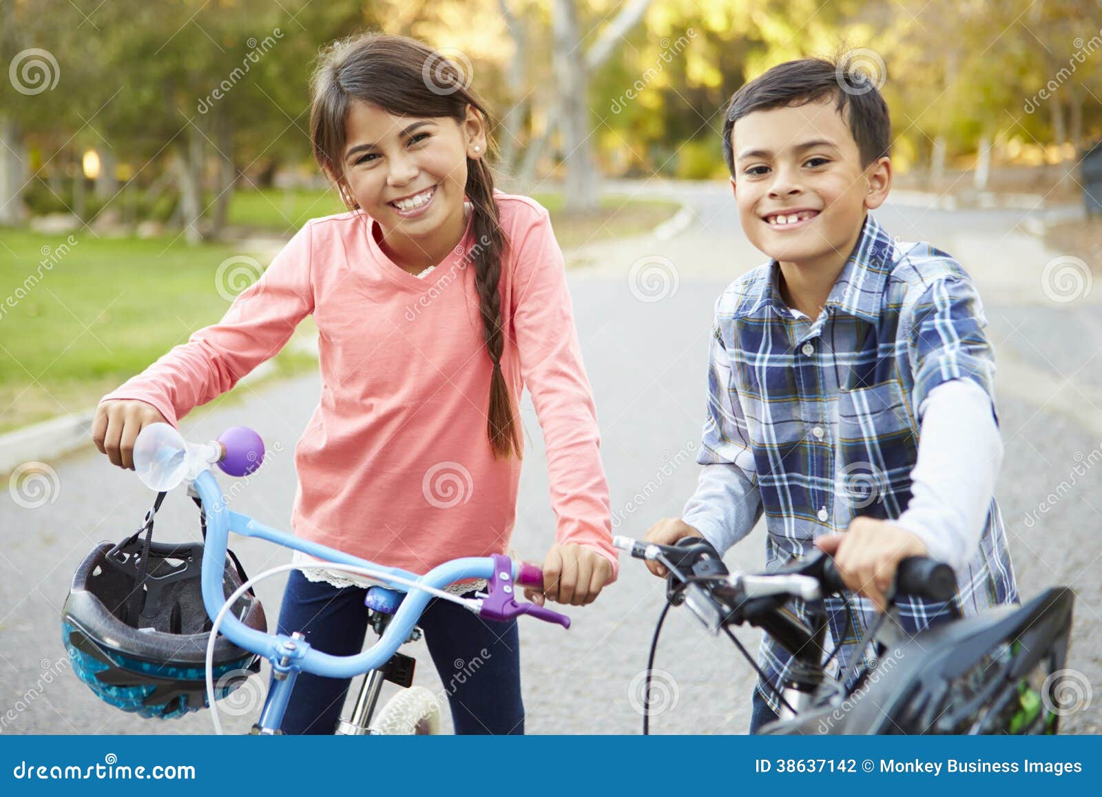 Two Children on Cycle Ride in Countryside Stock Photo - Image of male ...