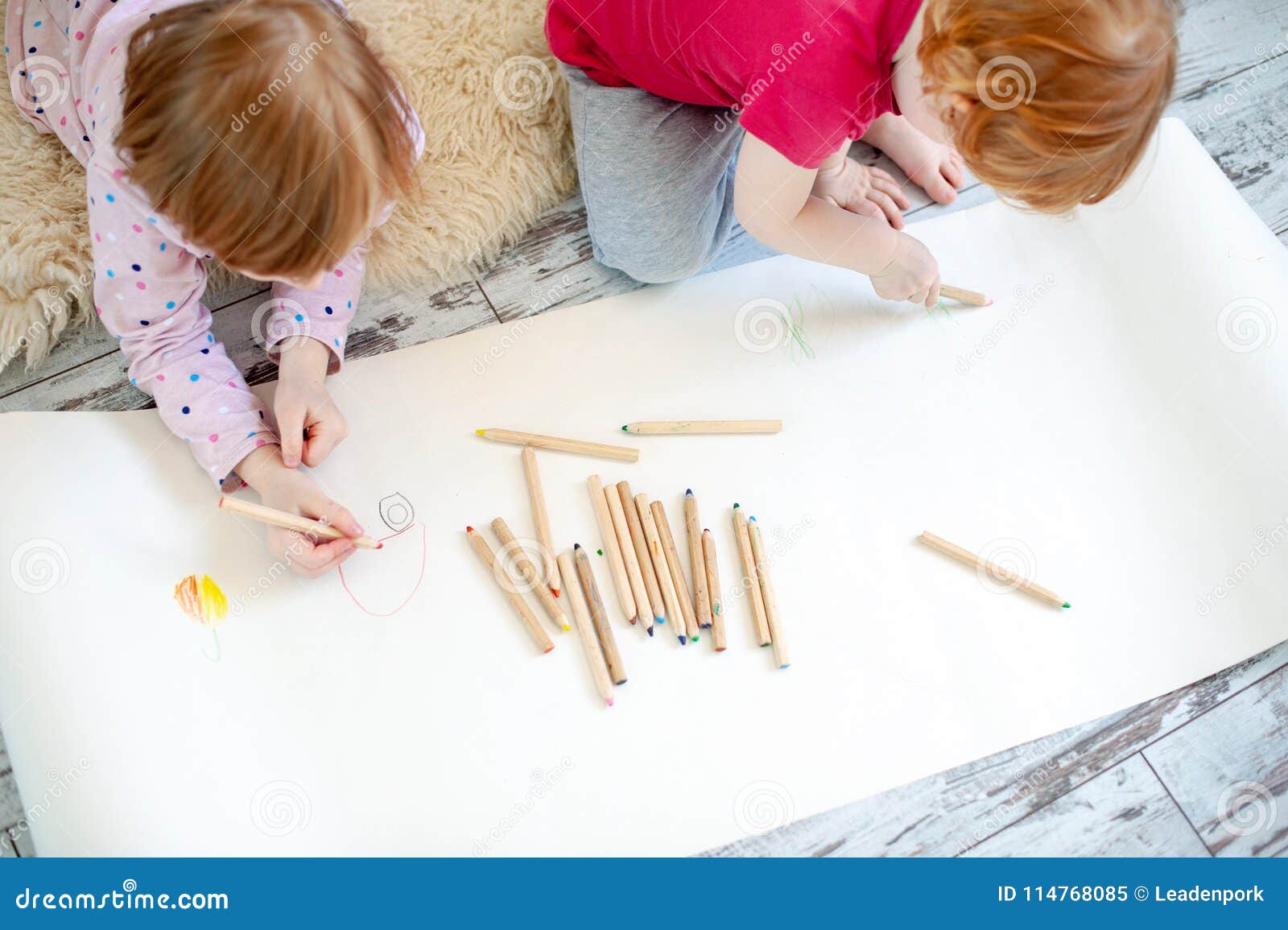Children Draw with Colored Pencils Stock Image - Image of pencils ...