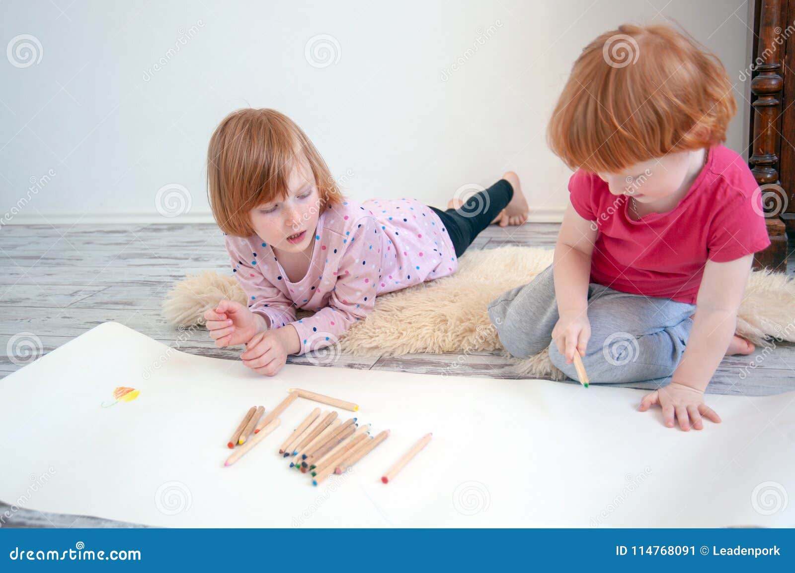 Children Draw with Colored Pencils Stock Image - Image of beautiful ...