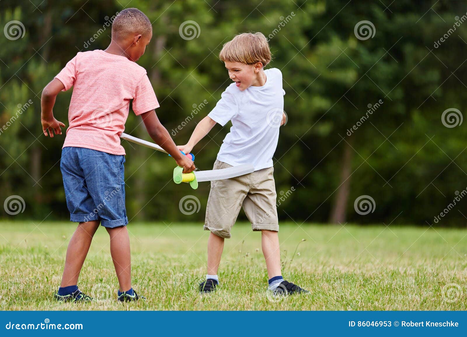 Two Children Fighting As Pirates Stock Image - Image of friendship ...