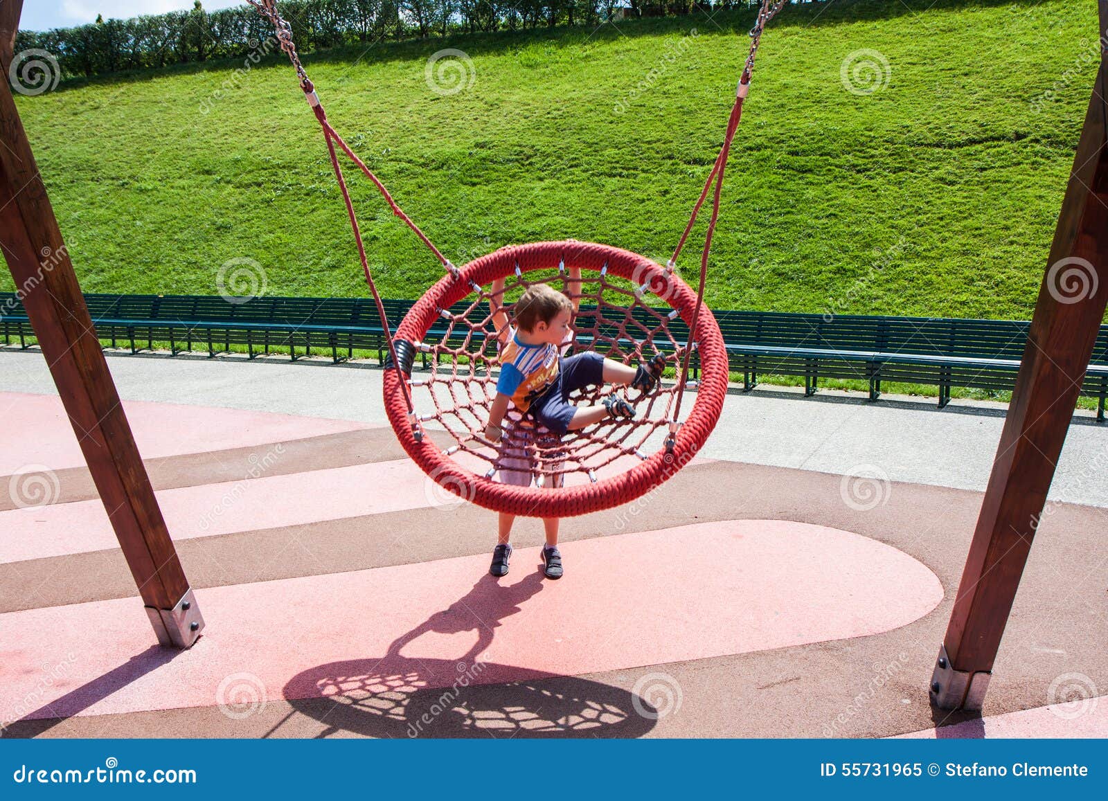 Two Children Fun on Swing Round Stock Image - Image of toddler, outside ...