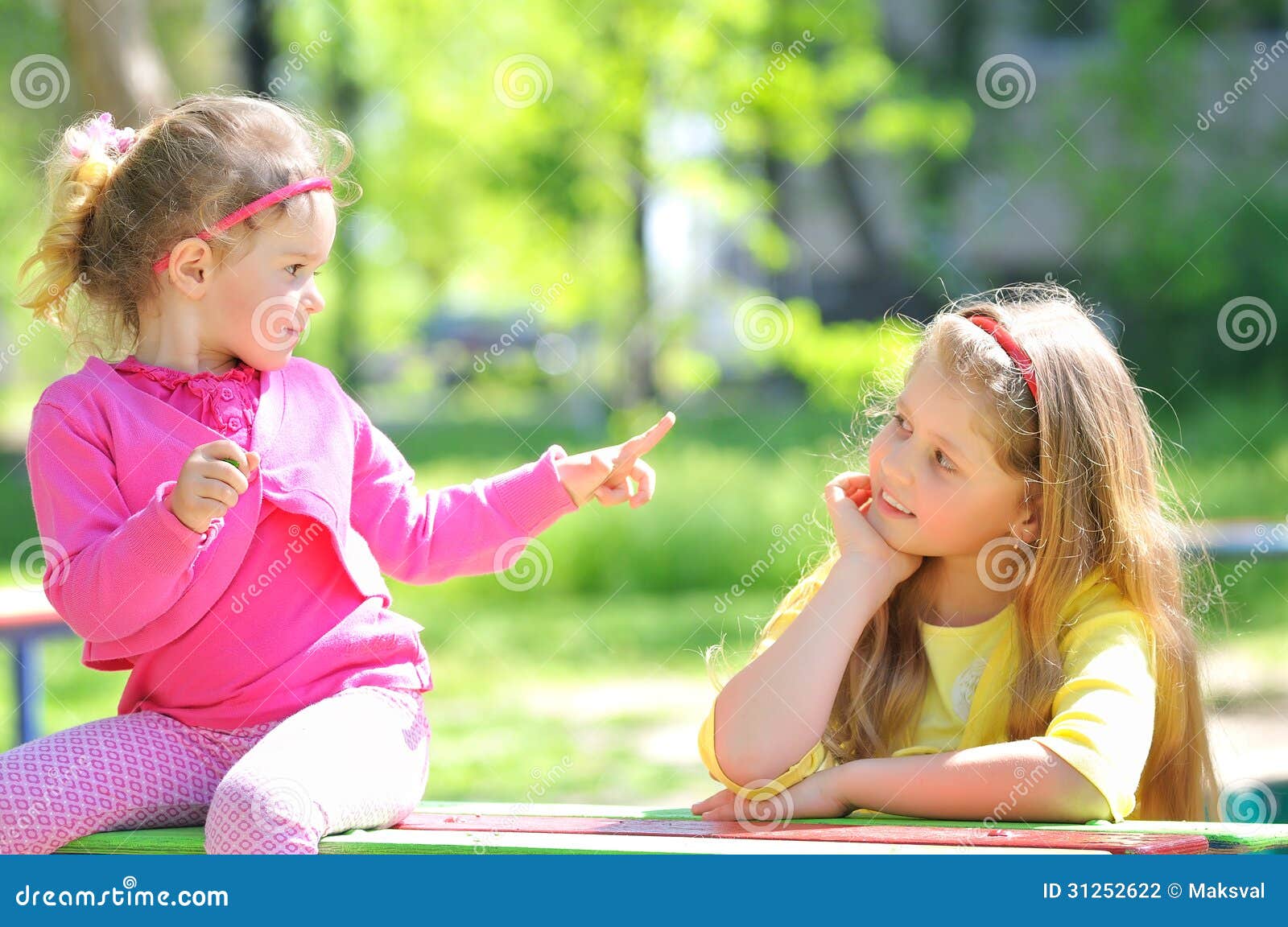 Two children stock photo. Image of emotional, listen - 31252622
