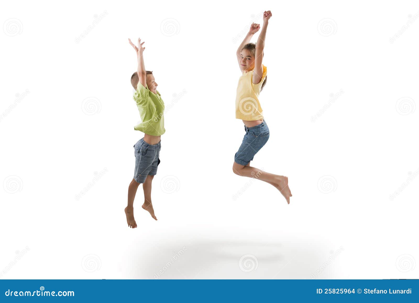 Two children jumping stock photo. Image of childhood - 25825964