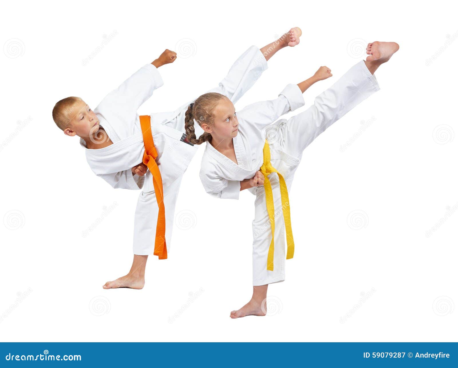 In Karategi Kids Are Beating Kick Arm And Leg Stock Photo ...