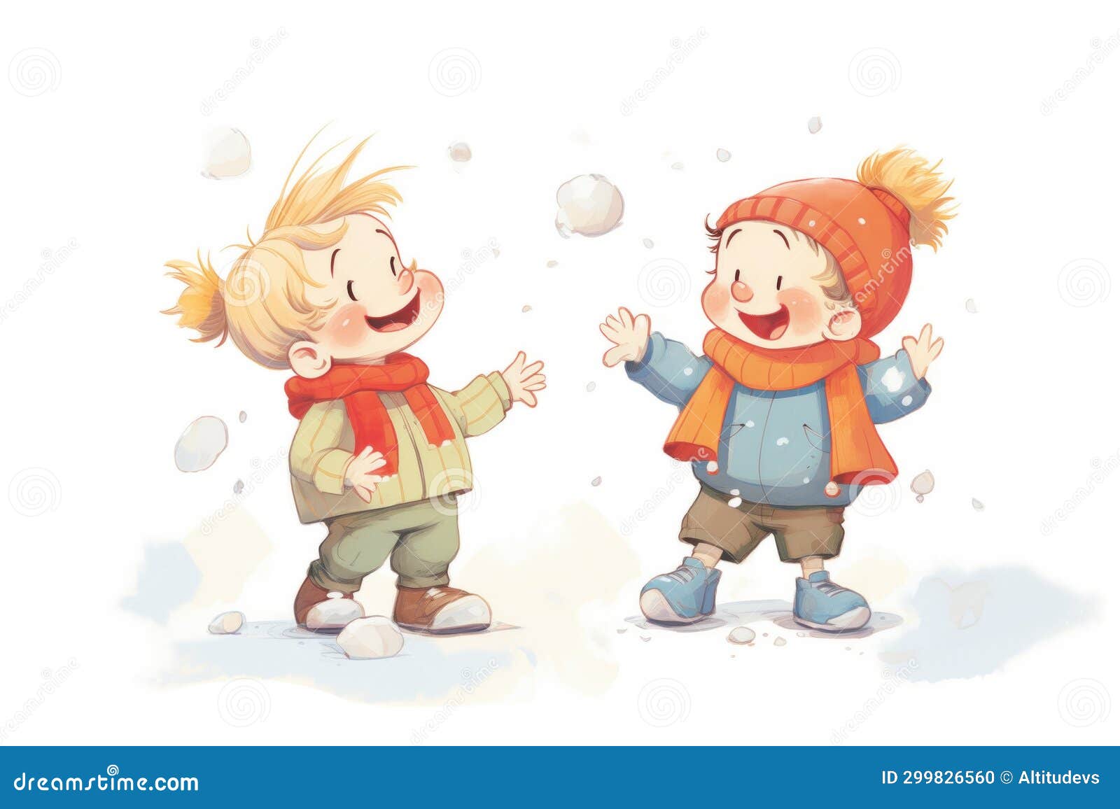 Two Children Laughing after a Snowball Fight Stock Photo - Image of ...