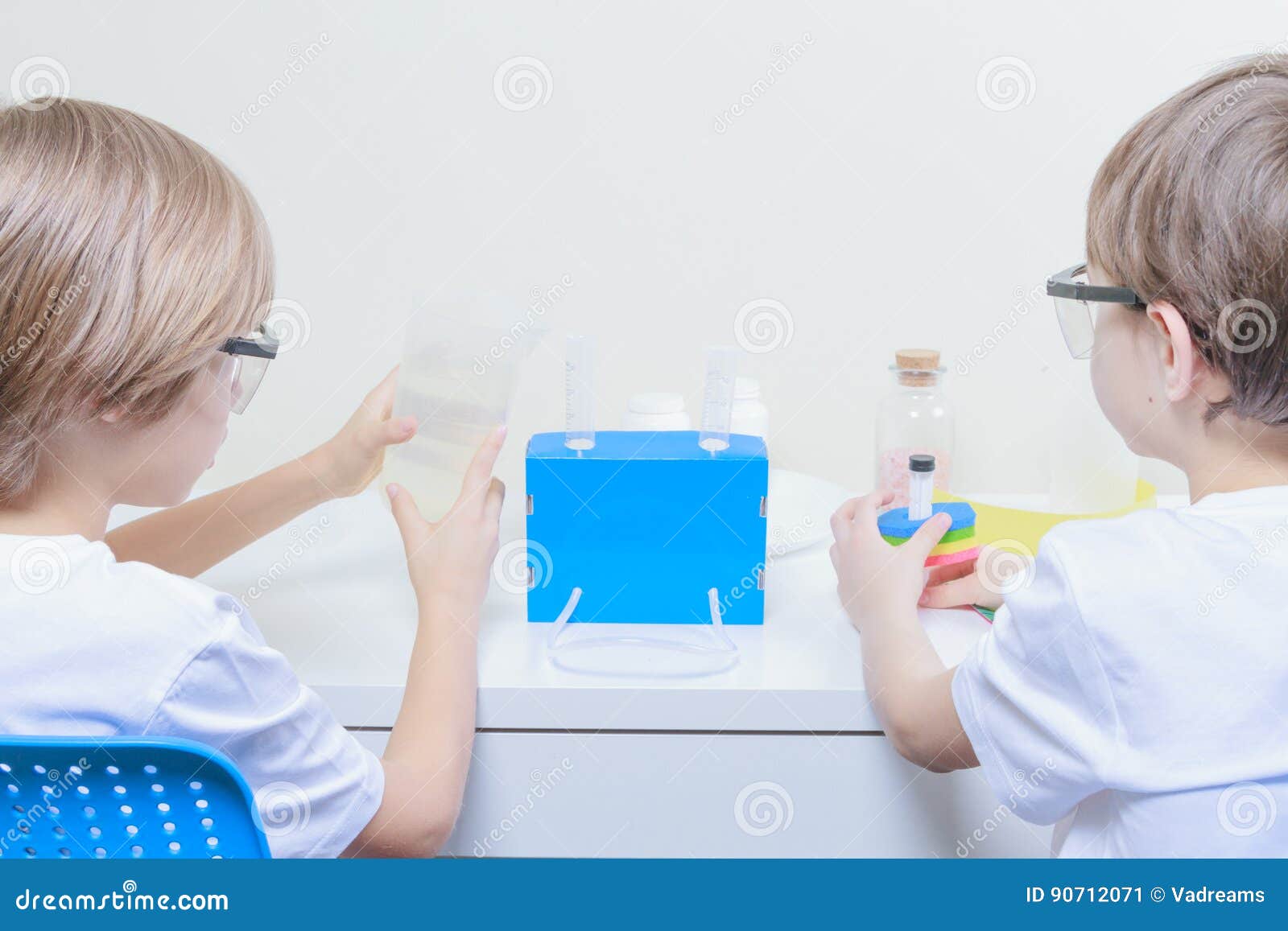 Two Children Making Science Experiments. Education Concept. Stock Image ...