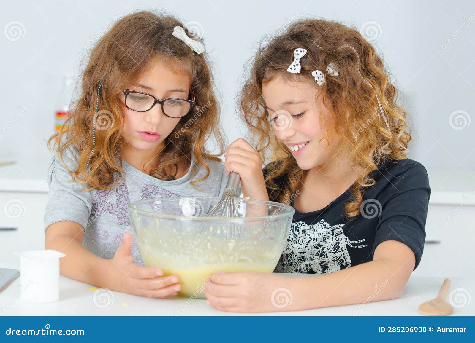 Two Children Mixing Ingredients Stock Photo - Image of home, generation ...