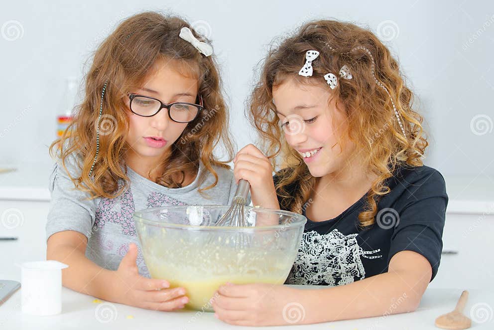 Two Children Mixing Ingredients Stock Photo - Image of home, generation ...