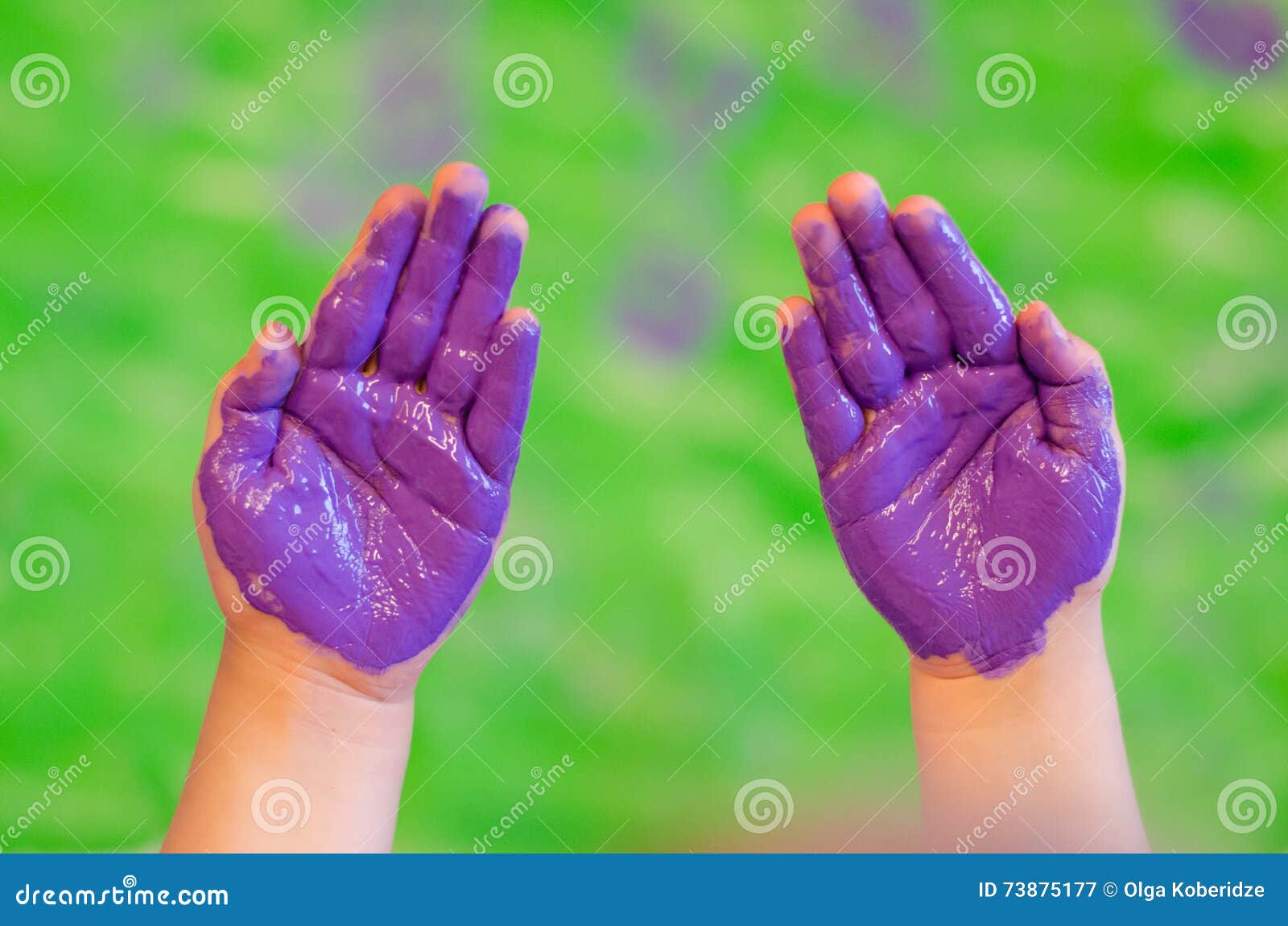 Two Children Palms in Purple Colour Stock Image - Image of draw ...