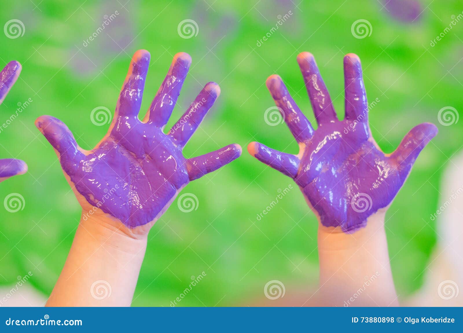 Two Children Palms in Purple Colour Stock Photo - Image of childhood ...