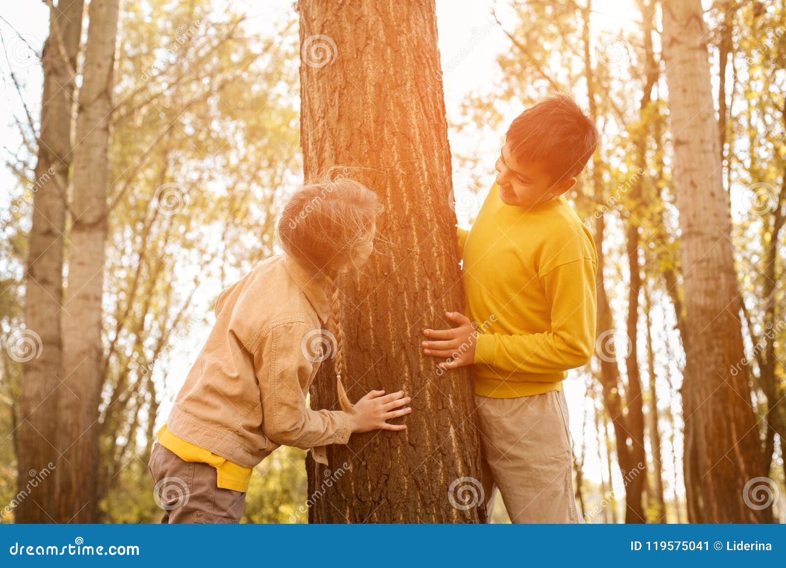 Two children in the park. stock image. Image of ethnicity - 119575041