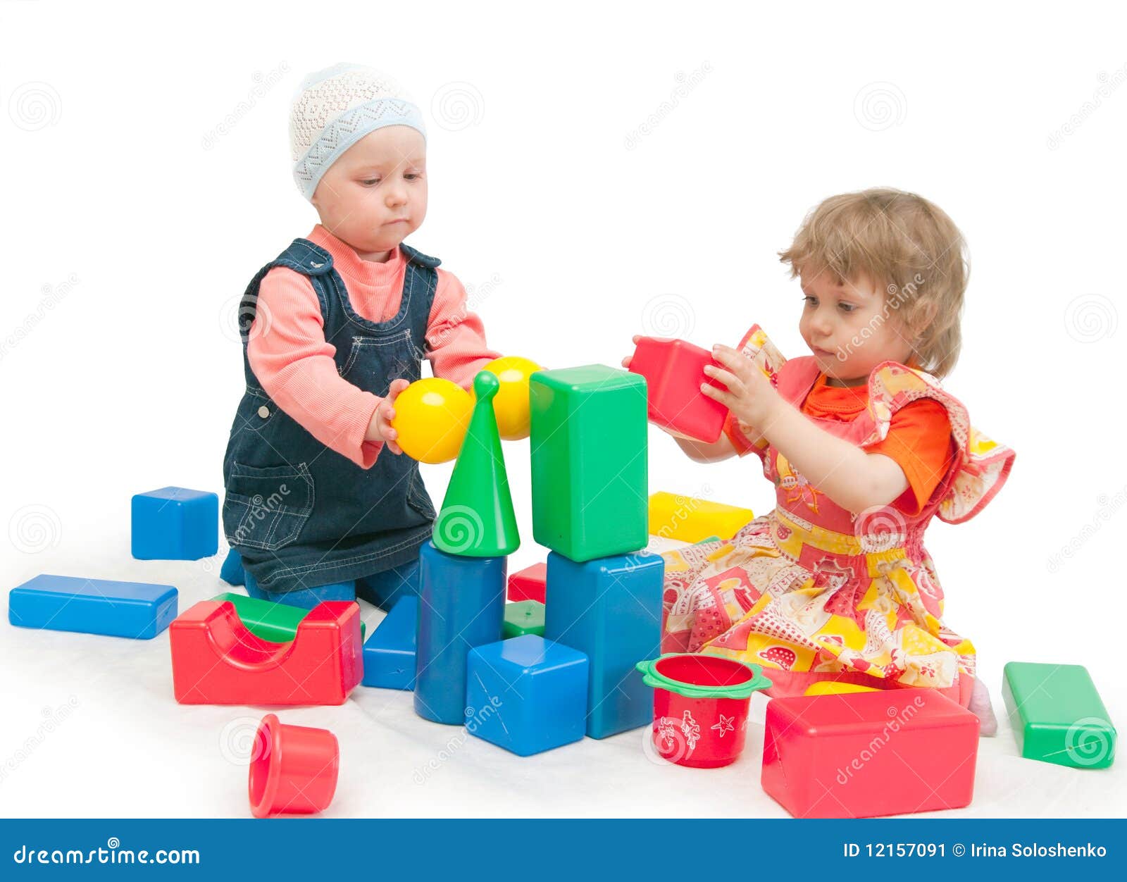 Two children play cubes stock image. Image of baby, babies - 12157091