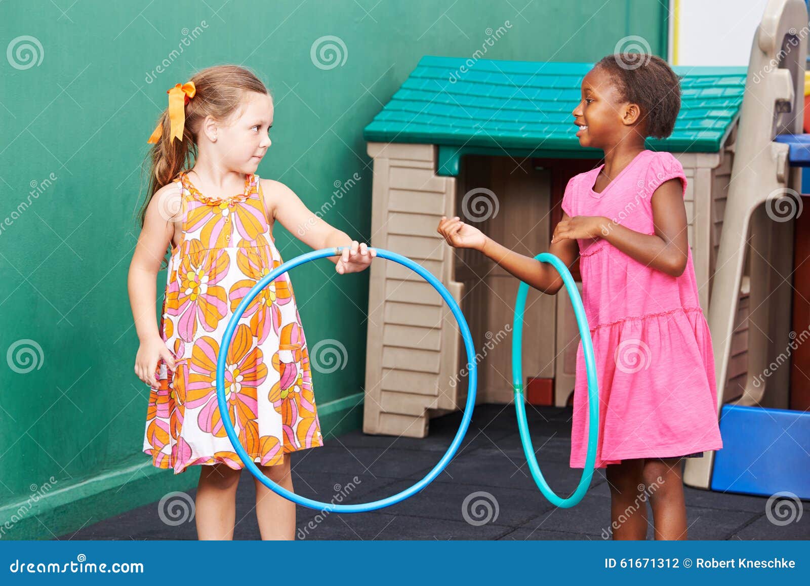 Two Children Playing with Hula Hoops Stock Photo - Image of chare ...