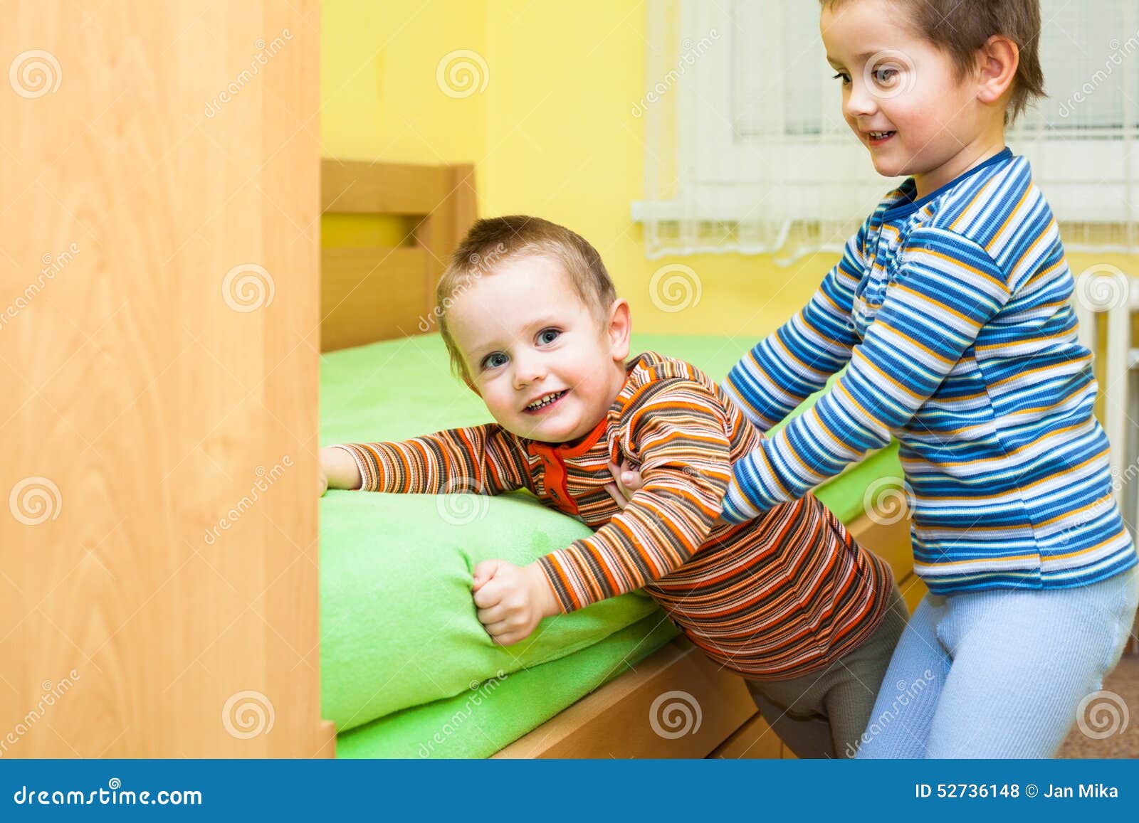 Two Children Playing Together Stock Photo - Image of home, children ...