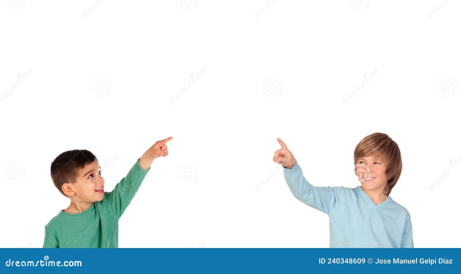 Two Children Pointing at Something Stock Image - Image of expression ...