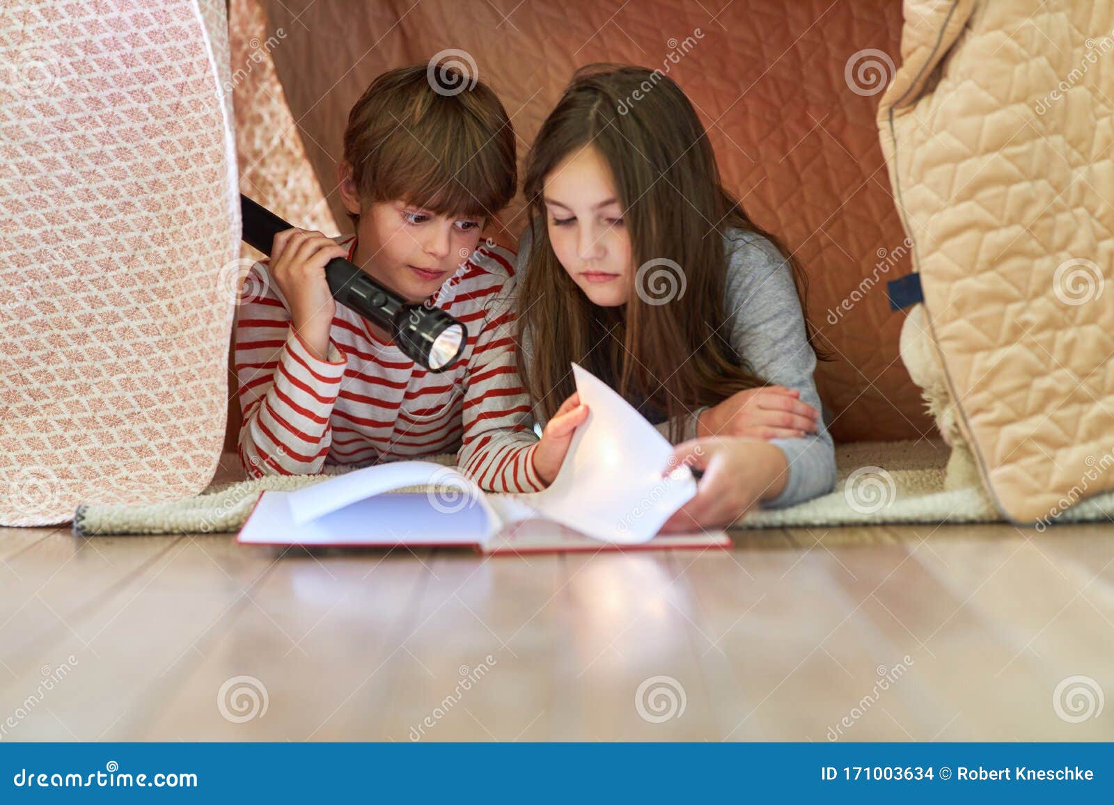 Two Children Read Storybook or Children`s Book Stock Photo - Image of ...