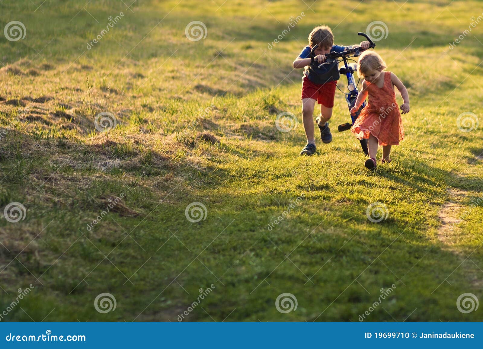Two children running stock photo. Image of summer, little - 19699710