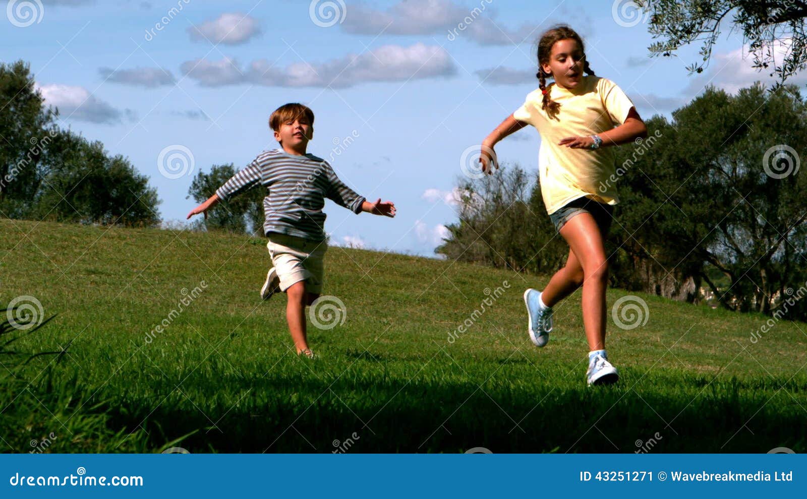 Two Children Running in Park Stock Video - Video of environment, female ...