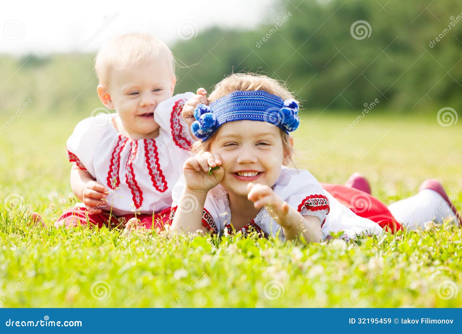 Two Children in Russian Folk Clothes Stock Image - Image of portrait ...