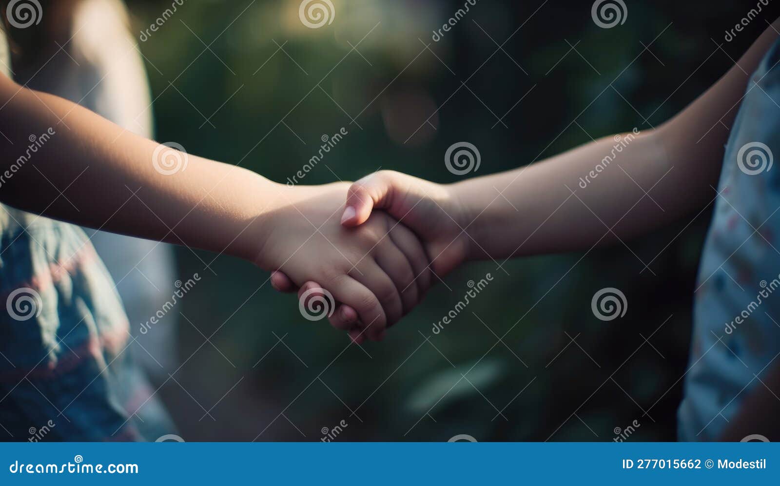 Two Children Shaking Hands - Generative AI Stock Illustration ...