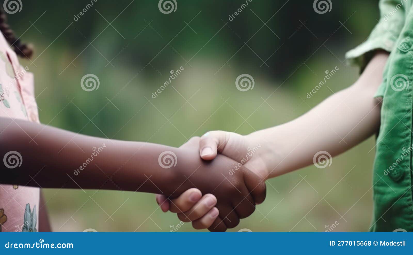 Two Children Shaking Hands - Generative AI Stock Illustration ...