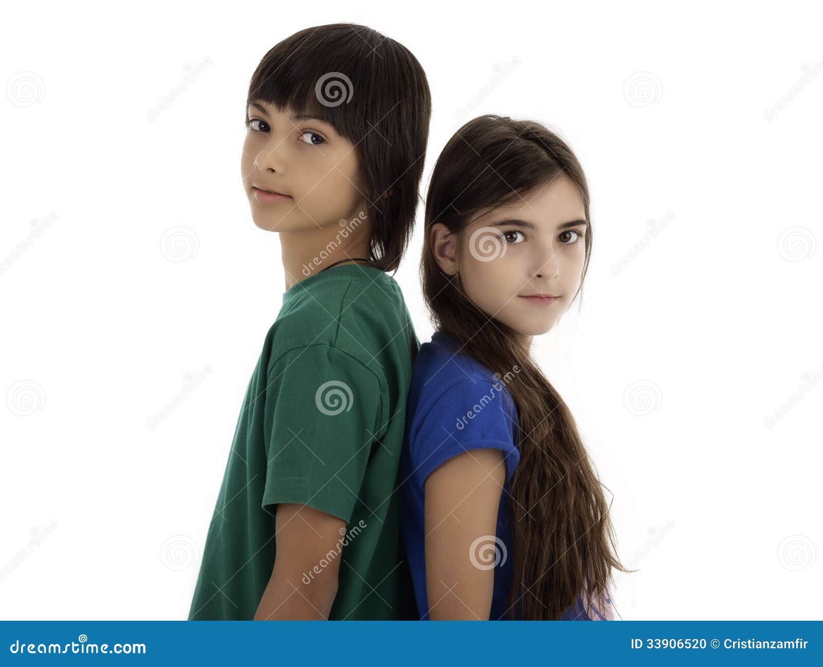 Two Children Standing Back To Back Stock Photo - Image of child, joyful ...
