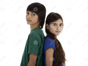 Two Children Standing Back To Back Stock Photo - Image of child, joyful ...