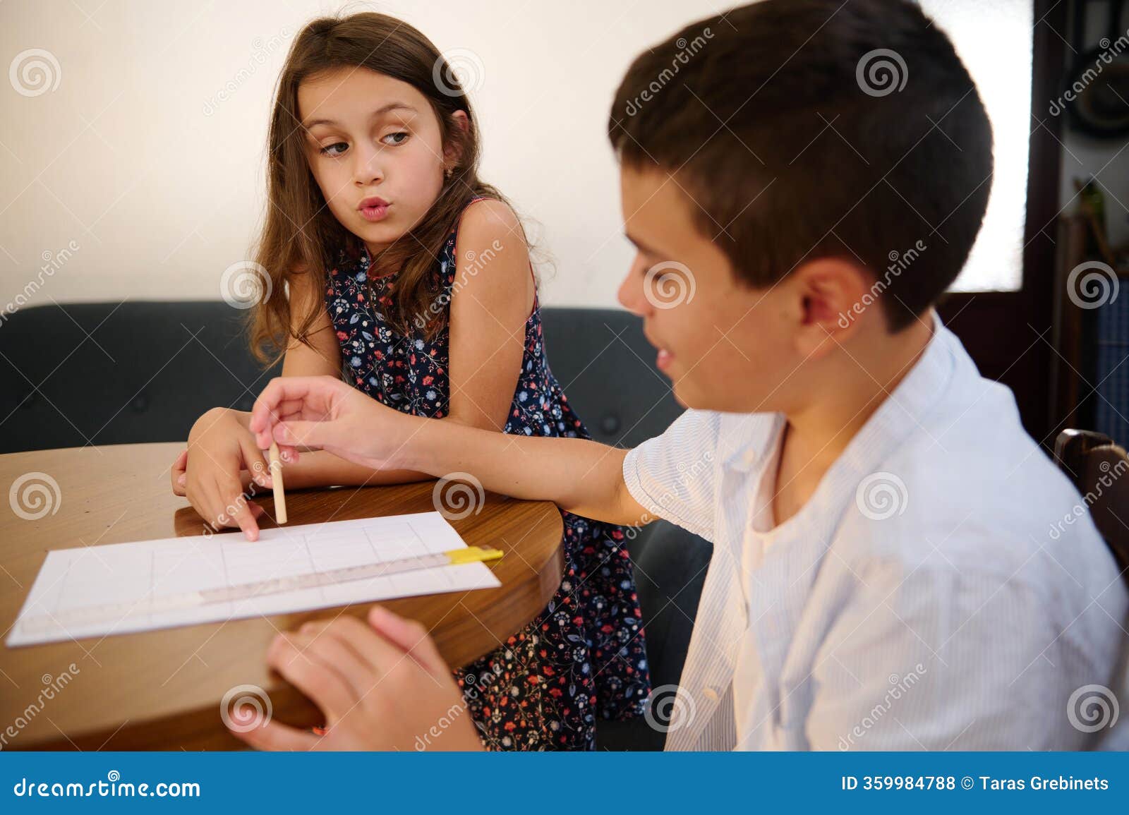 Children Collaborating on Homework Together Stock Photo - Image of ...